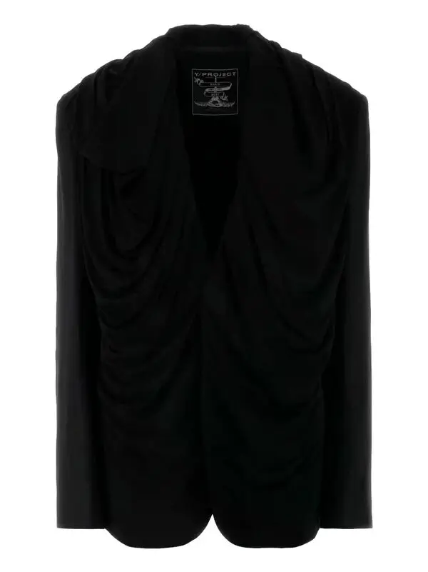 Y/project Draped Hooded Blazer - Black