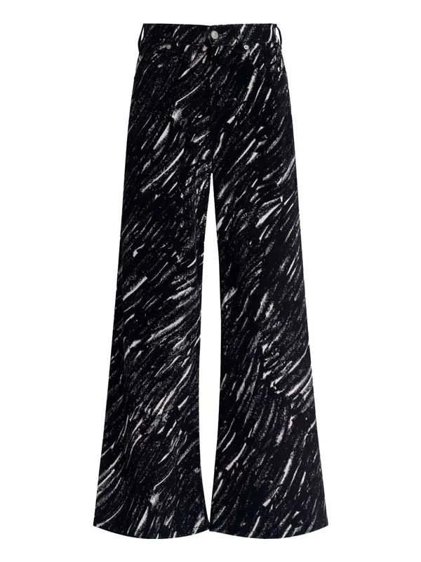 Marni Graphic-print Wide-leg Trousers - Black