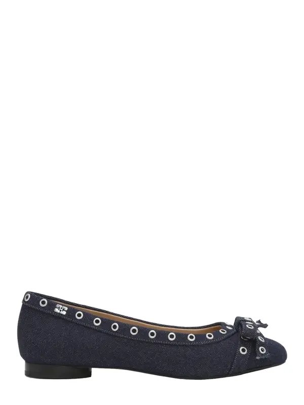 GANNI Eyelet Detailing Denim Ballerina Shoes - Blue