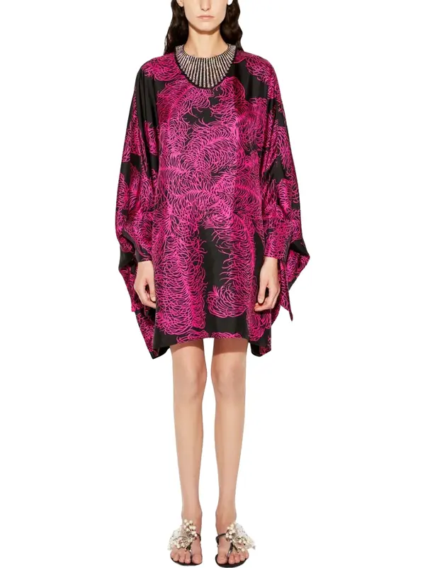 Emilio Pucci Struzzo-print Silk Kaftan - Pink
