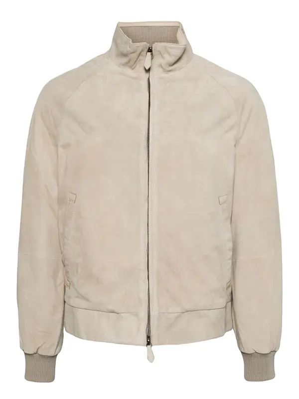 MAN ON THE BOON. On The Boon Suede Zip-up Jacket - Neutrals