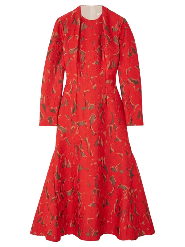 EMILIA WICKSTEAD Seneca Cutout Twill Midi Dress - Red