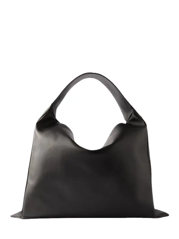 Bottega Veneta Hop Leather Shoulder Bag - Black