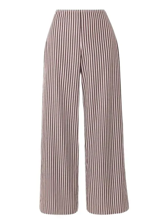 LIBEROWE The Vanguard Striped Cotton-poplin Wide-leg Pants - Purple