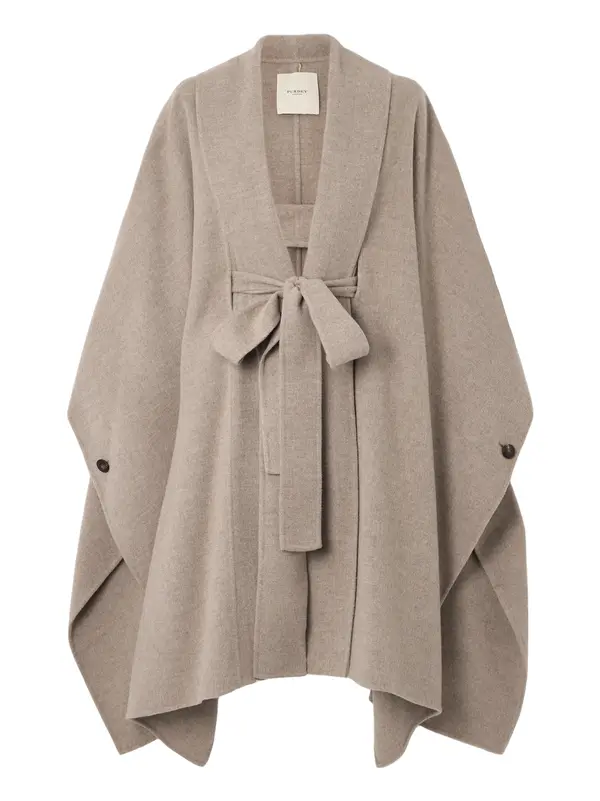 Purdey Carrington Belted Wool And Cashmere-blend Cape - Gray