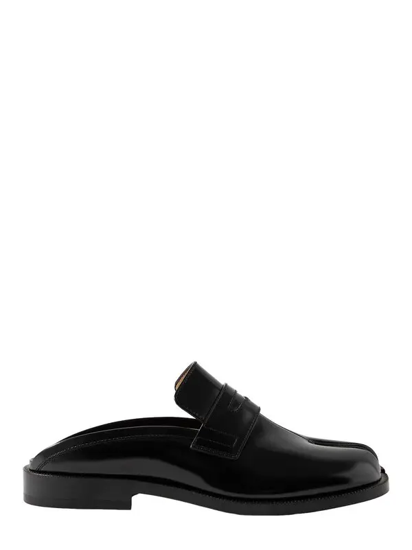 MAISON MARGIELA Tabi Glossed-leather Slippers - Black