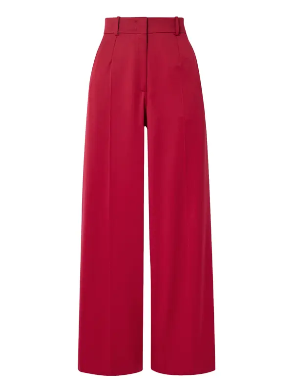 Another Tomorrow Wool-blend Wide-leg Trousers - Red