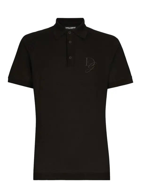 Dolce & Gabbana Logo-embroidered Jersey Polo Shirt - Black