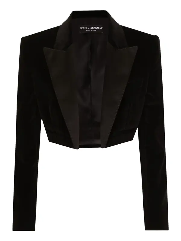 Dolce & Gabbana Velvet Cropped Blazer - Black