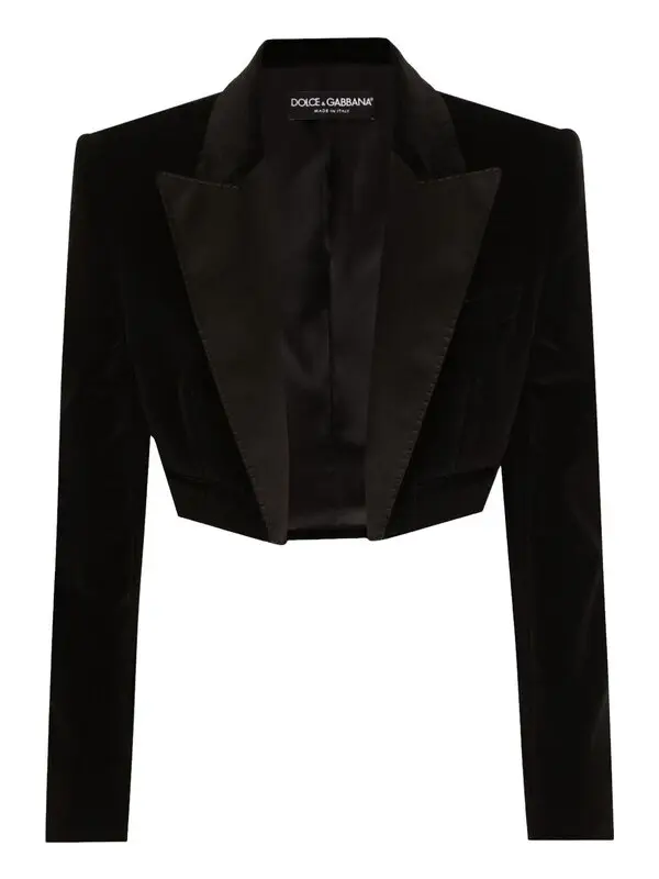 Dolce & Gabbana Velvet Cropped Blazer - Black
