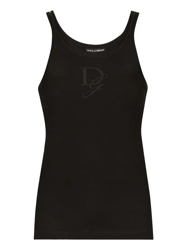 Dolce & Gabbana Round Neck Sleeveless Tank Top - Black