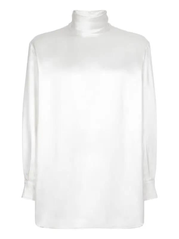 Dolce & Gabbana High-neck Silk Shirt - White