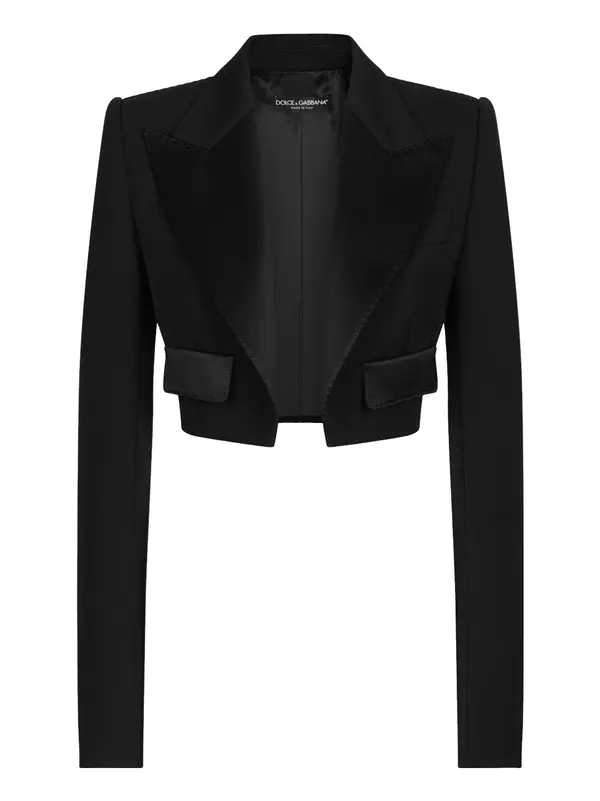 Dolce & Gabbana Gabardine Cropped Jacket - Black