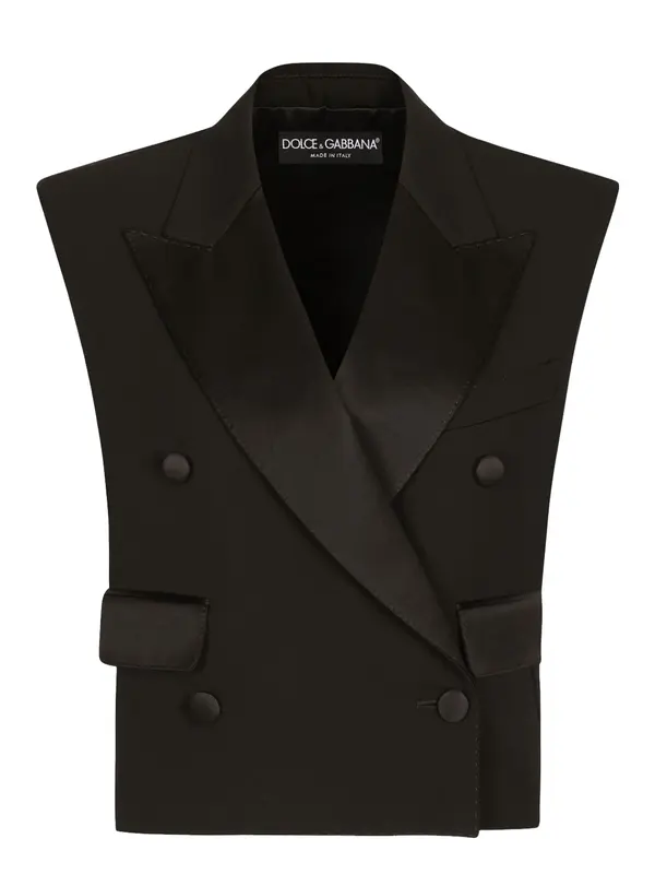 Dolce & Gabbana Double-breasted Gabardine Gilet - Black