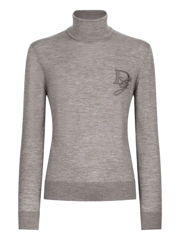 Dolce & Gabbana Logo-embroidered Cashmere Turtleneck - Grey