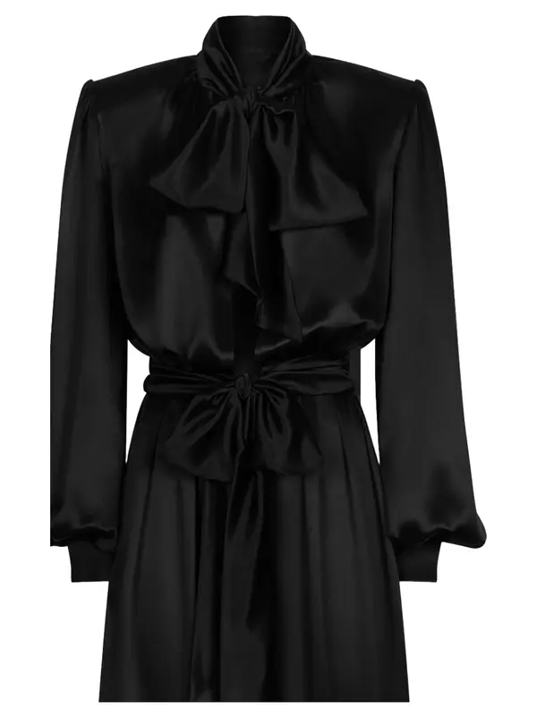 Dolce & Gabbana Bow Detailed Satin Dress - Black