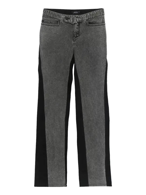 MUGLER Bi-color Straight Leg Jeans - Black