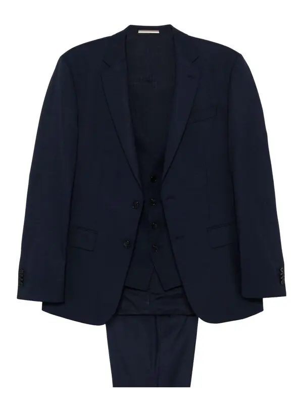 BOSS Mini-check Three-piece Suit - Blue