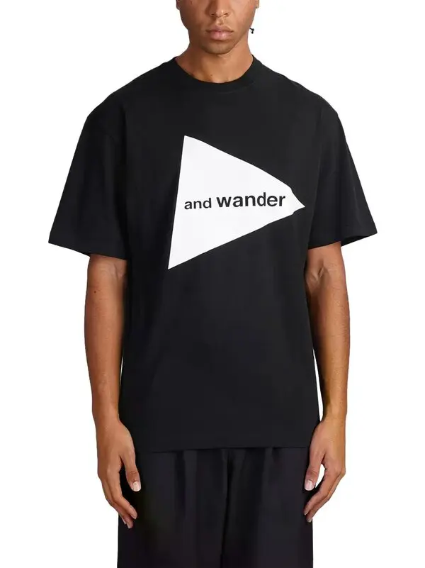 AND WANDER Logo-print T-shirt - Black