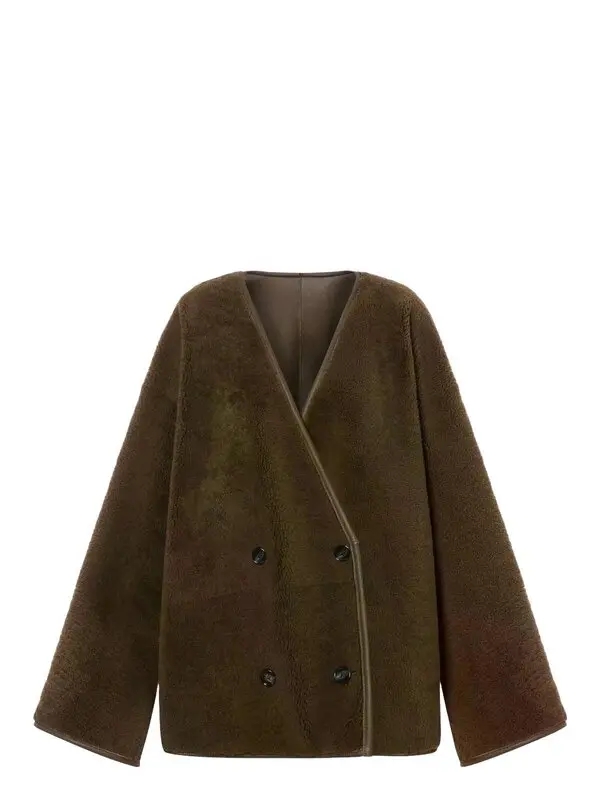 Philosophy Di Lorenzo Serafini Double-breasted Shearling Coat - Green