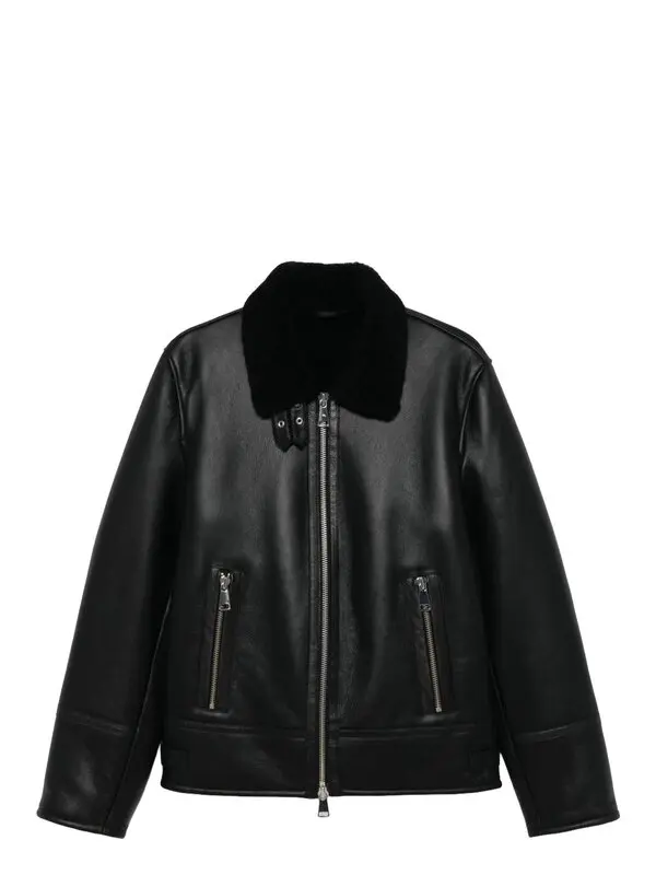 DONDUP Shearling-collar Jacket - Black