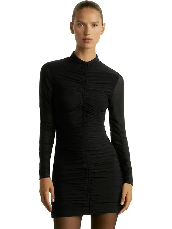 REISS Sabrina Ruched Jersey Mini Dress - Black