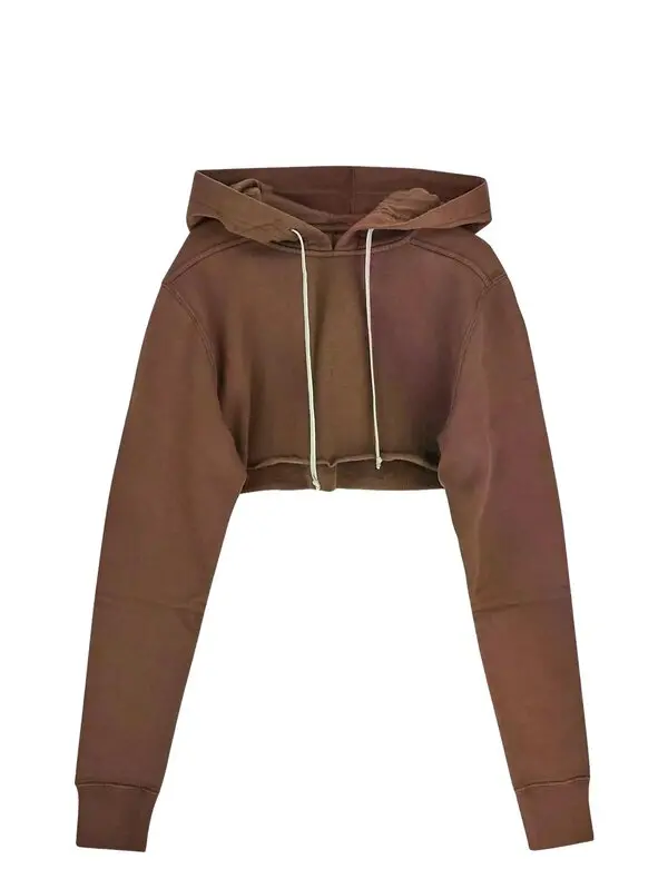 Rick Owens Cropped Hoodie - Brown