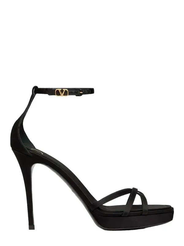 Valentino Garavani 120mm Satin Platform Sandals - Black