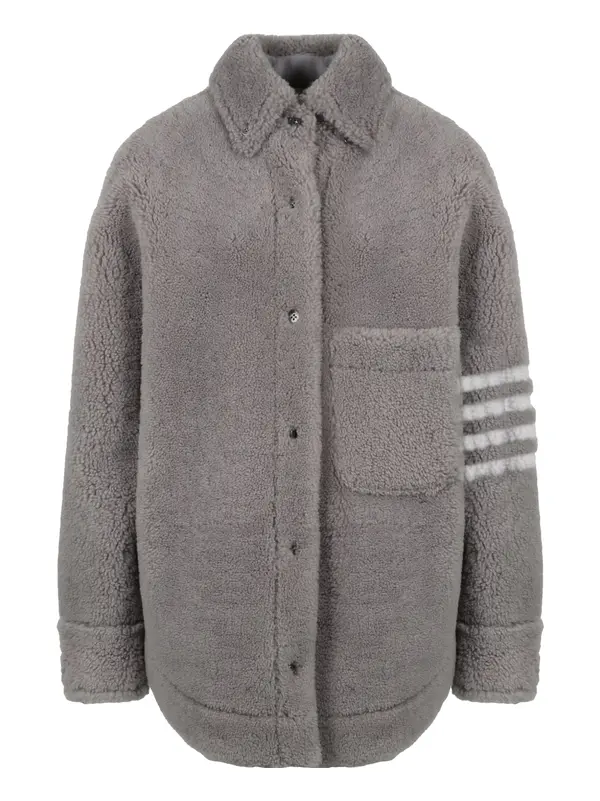 Thom Browne 4-bar Oversized Shirt Jacket - Grey
