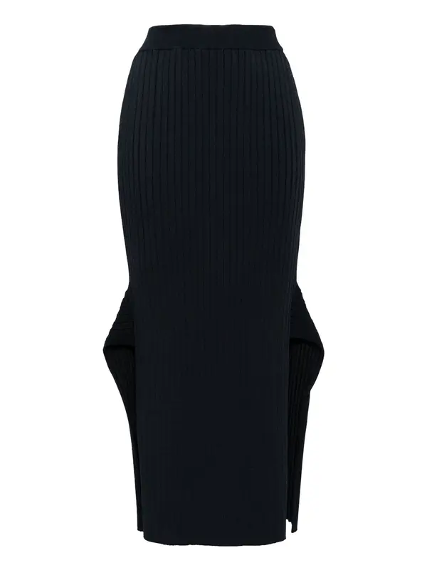 Stella McCartney Ribbed Flared Slit Midi Skirt - Blue