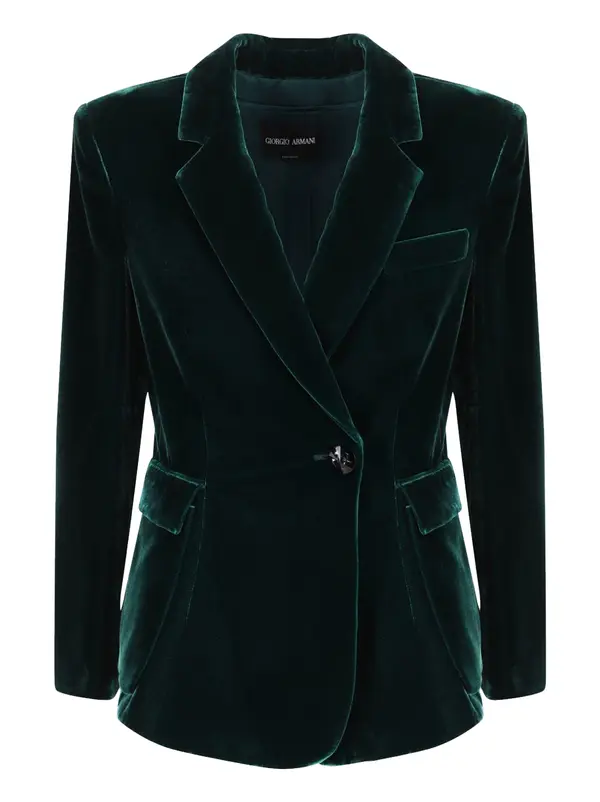 Giorgio Armani Single-breasted Velvet Blazer - Green