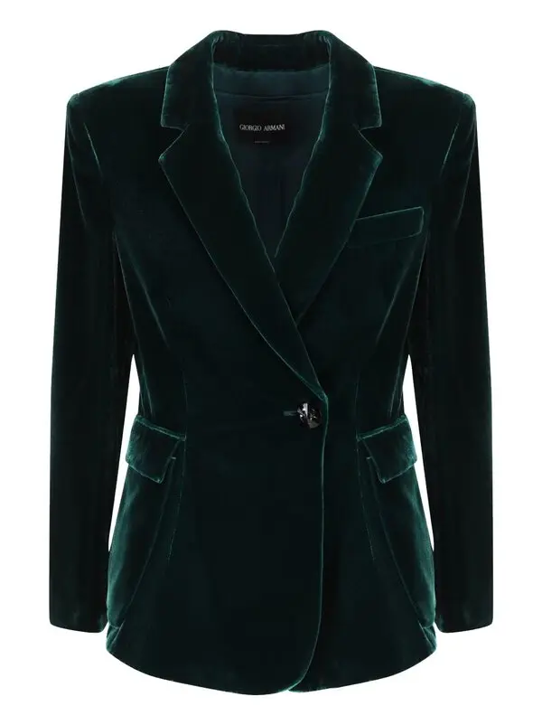 Giorgio Armani Single-breasted Velvet Blazer - Green
