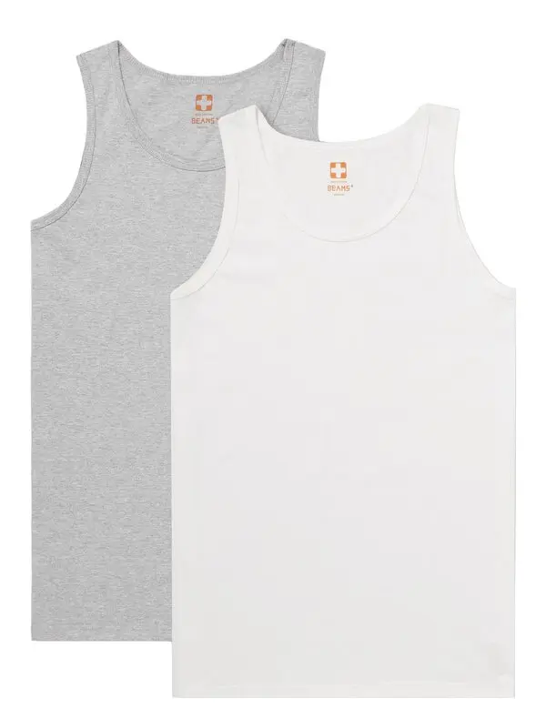 BEAMS Two-pack Slim-fit Cotton-jersey Tank Tops - Gray