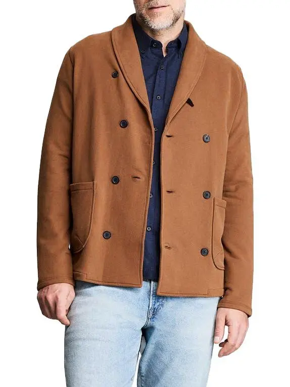Billy Reid John Shawl Collar French Terry Jacket - Oak Brown