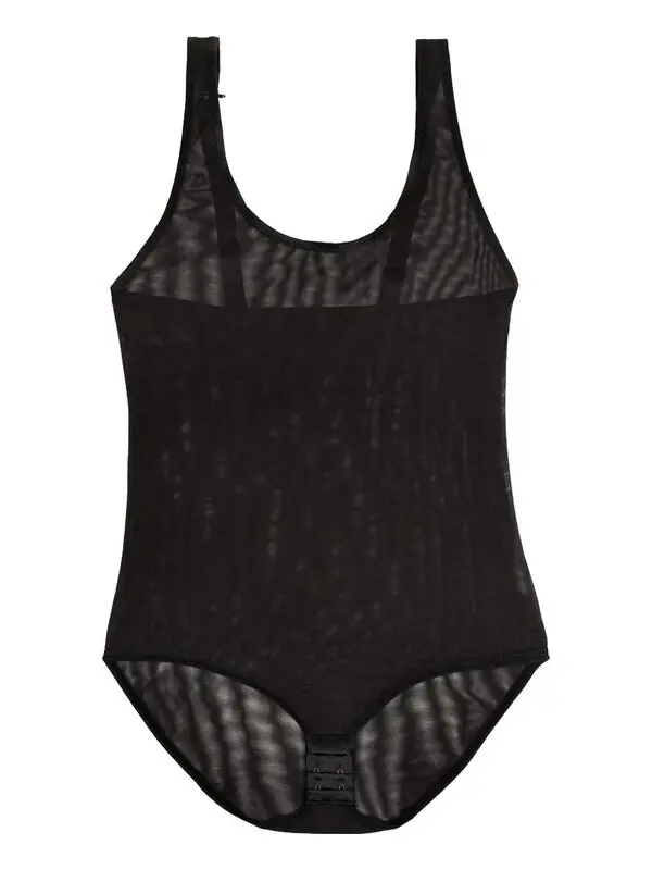 CURVY COUTURE Sheer Mesh Bodysuit - Black Hue