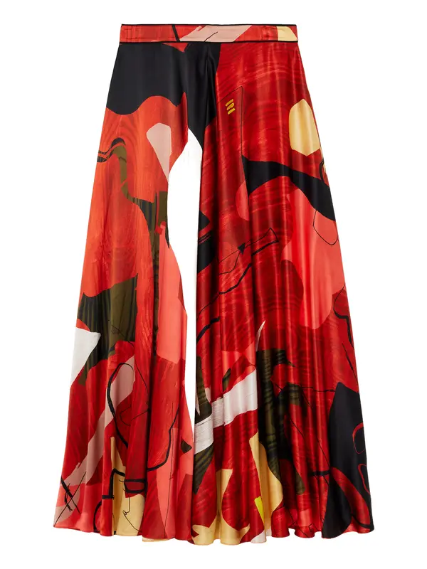ROKSANDA Ameera Printed Satin Midi Skirt - Red