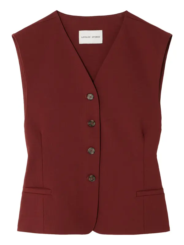 LOU LOU STUDIO Teora Stretch-wool Vest - Burgundy