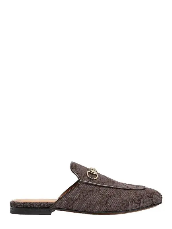 Gucci Princetown Canvas Slippers - Cocoa