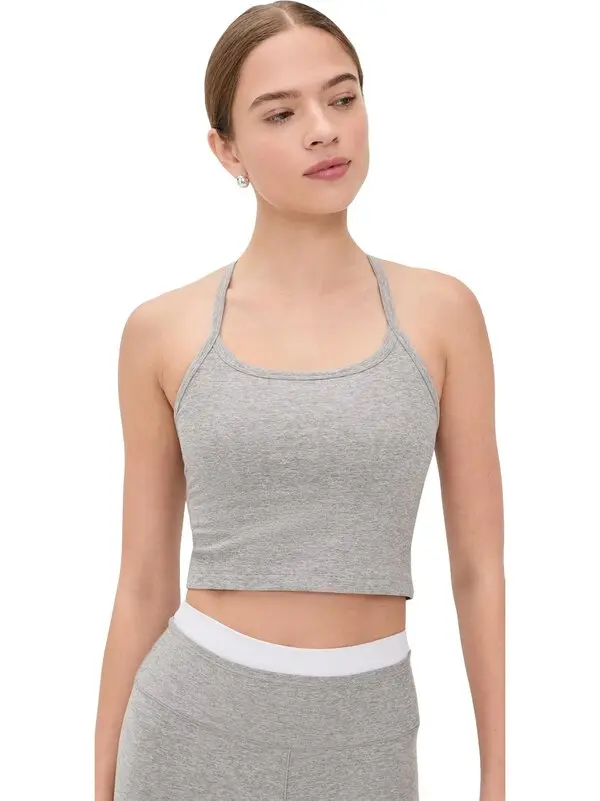 Beyond Yoga Spacedye Slim Racerback Cropped Tank - Silver Mist