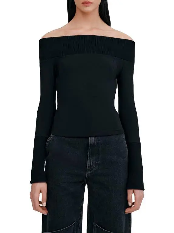 MARCELLA Tilly Off-the-shoulder Knit Top - Black