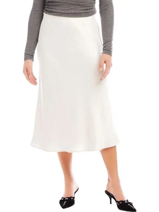 Fifteen Twenty Mia Bias Cut Satin Midi Skirt - Cream