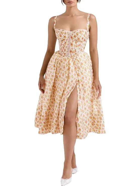 House Of Cb Kelly Floral Print Corset Dress - Sunway