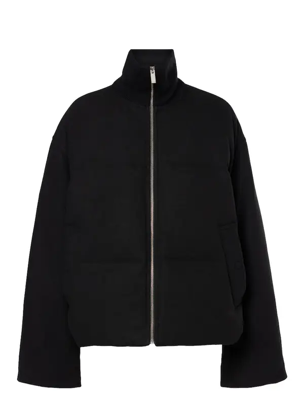 TOTEME Wool-blend Flannel Down Jacket - Black