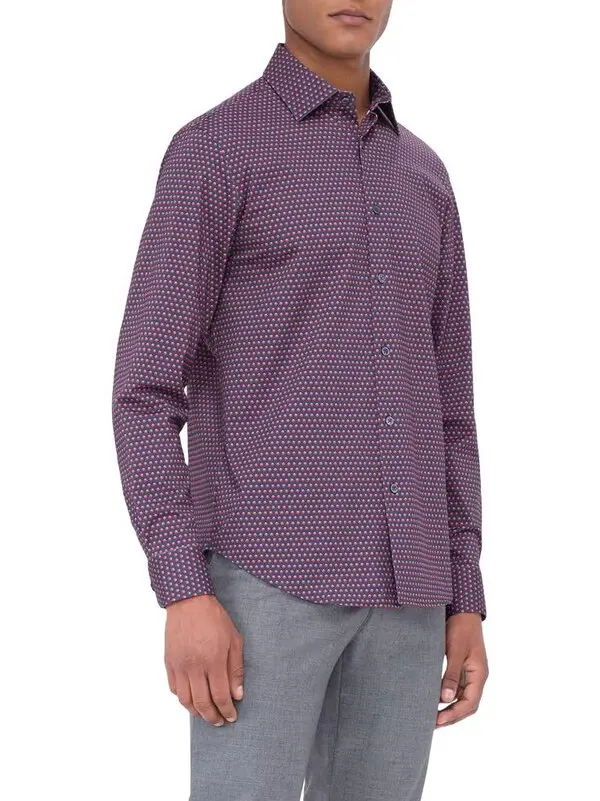Bugatchi James Ooohcotton® Dot Button-up Shirt - Ruby