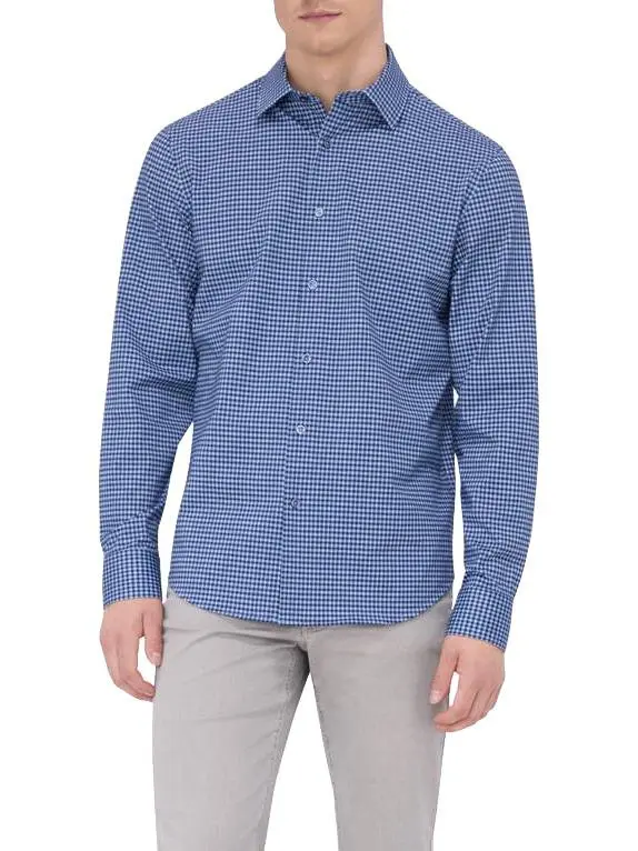Bugatchi James Ooohcotton® Microcheck Button-up Shirt - Air Blue