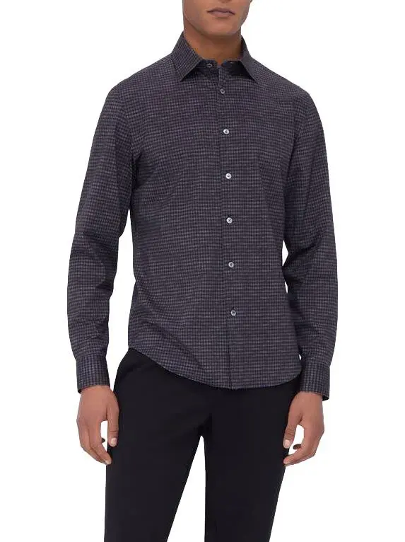 Bugatchi James Ooohcotton® Microcheck Button-up Shirt - Black