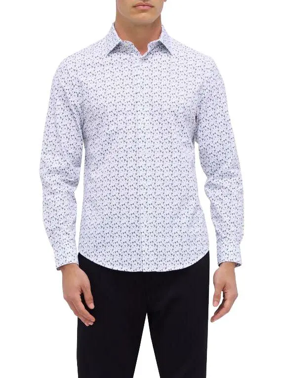 Bugatchi James Ooohcotton® Martini Print Button-up Shirt - White