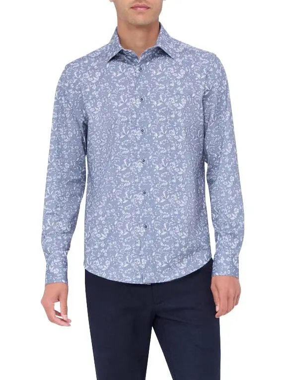 Bugatchi James Ooohcotton® Floral Print Button-up Shirt - Navy
