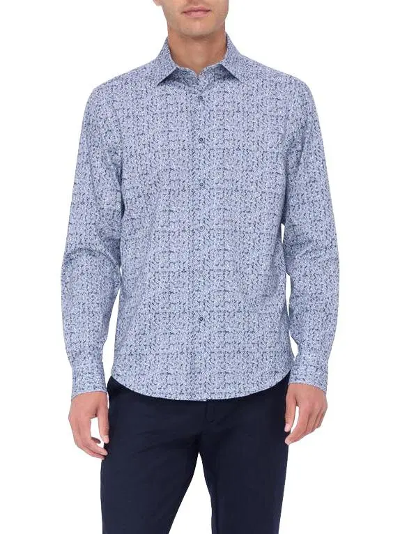 Bugatchi James Ooohcotton® Medallion Print Button-up Shirt - Navy