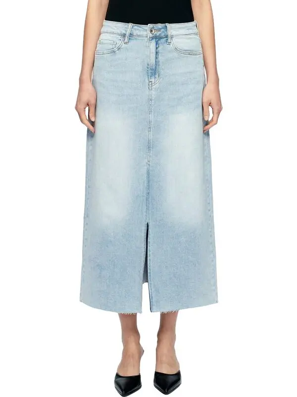 BAYEAS Raw Hem Denim Midi Skirt - Story
